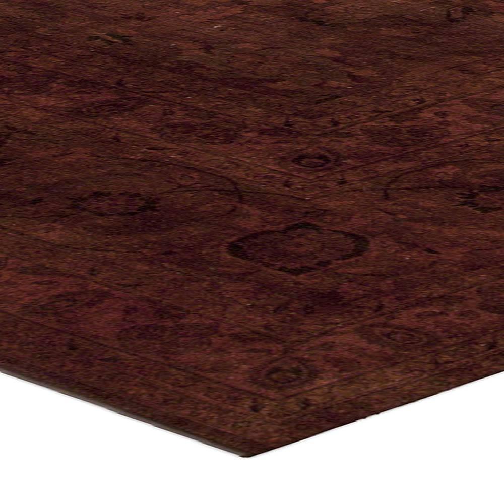 Modern Botanic Tabriz Burgundy and Brown Handmade Wool Rug by Doris ...