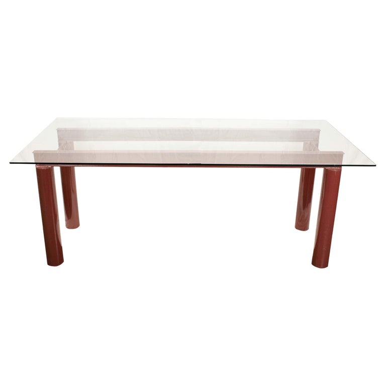 Modern Bourdeaux Steel Dining Table with Glass Top, Italia, 1980 For ...