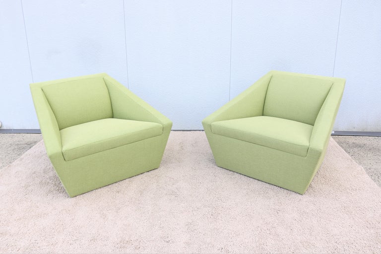Modern Brad Ascalon for Bernhardt Design Pillar Green Lounge Chairs, a ...
