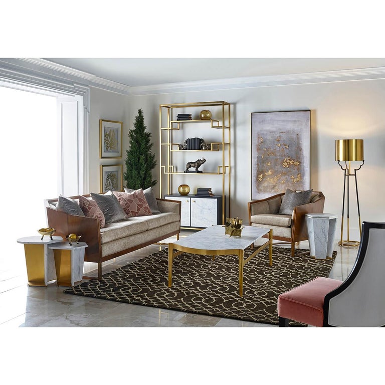 Modern Brass and Marble Cocktail Table For Sale at 1stdibs