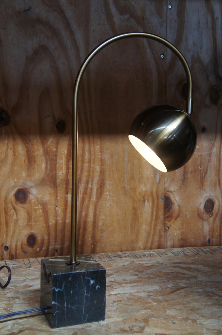 Modern Brass Arc Table Desk Lamp Adjustable Eyeball Marble Base ...