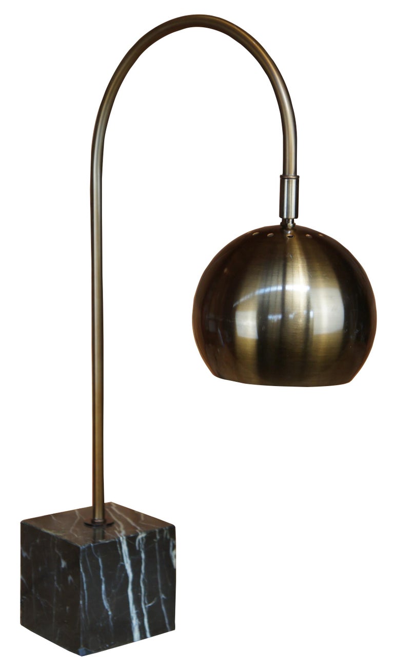 Modern Brass Arc Table Desk Lamp Adjustable Eyeball Marble Base ...