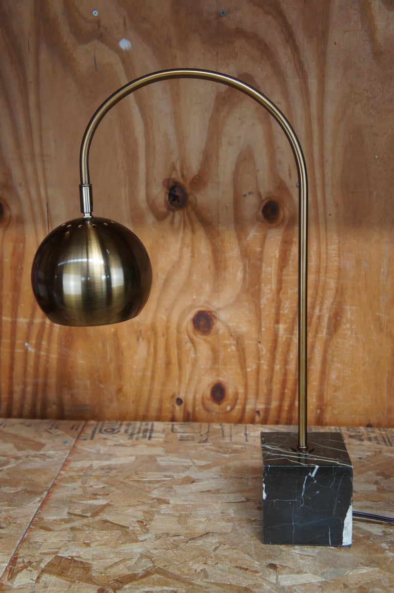 Modern Brass Arc Table Desk Lamp Adjustable Eyeball Marble Base ...