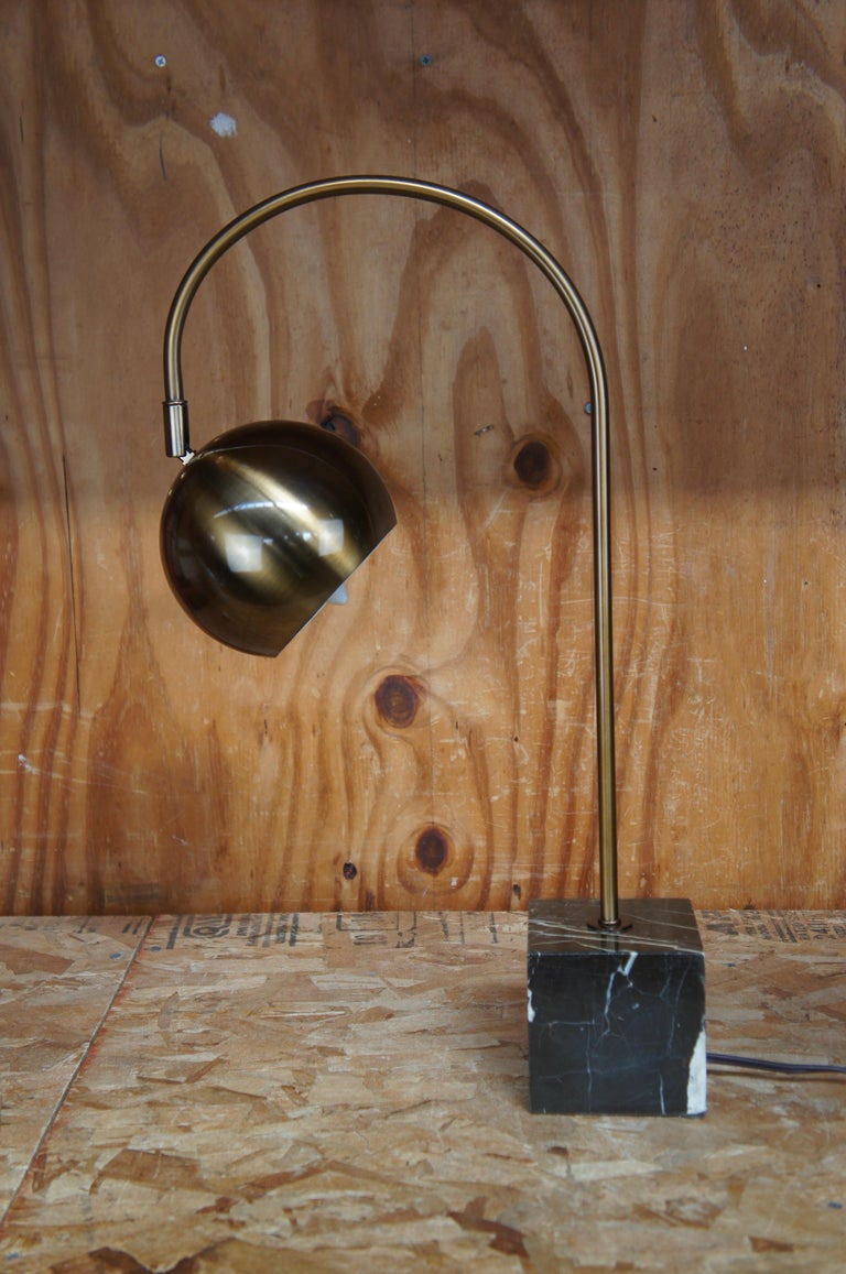 Modern Brass Arc Table Desk Lamp Adjustable Eyeball Marble Base ...