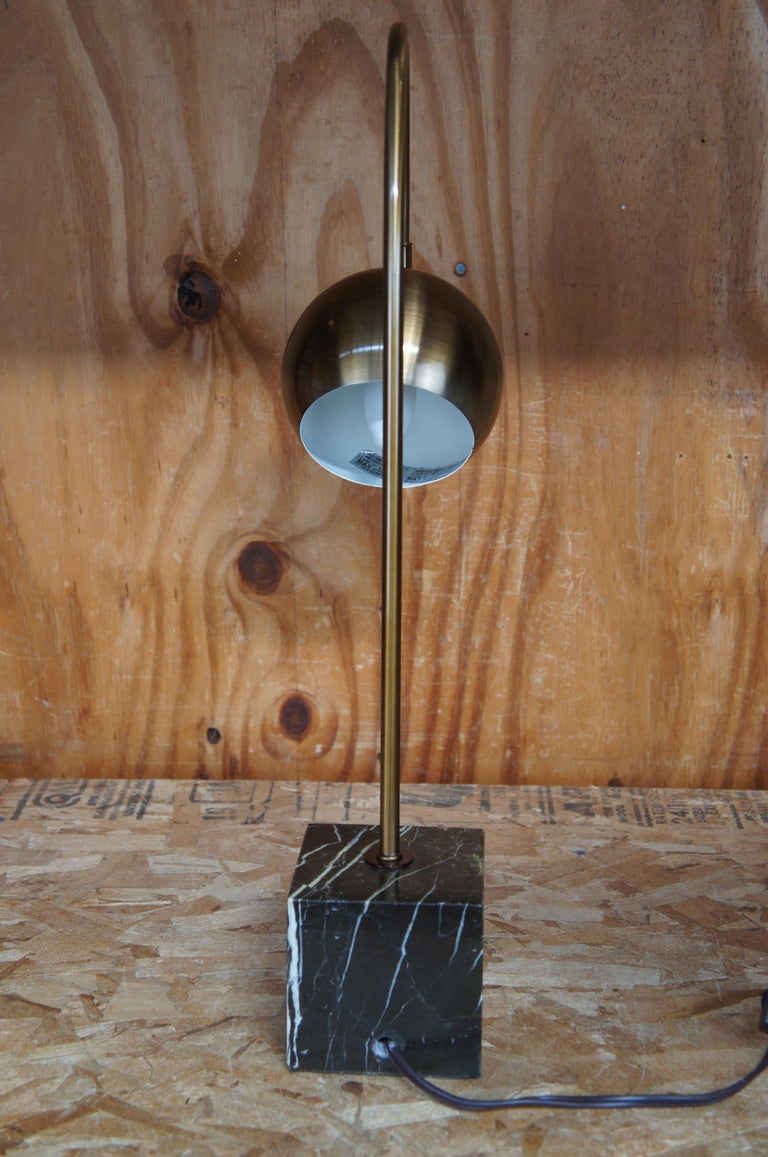 Modern Brass Arc Table Desk Lamp Adjustable Eyeball Marble Base ...