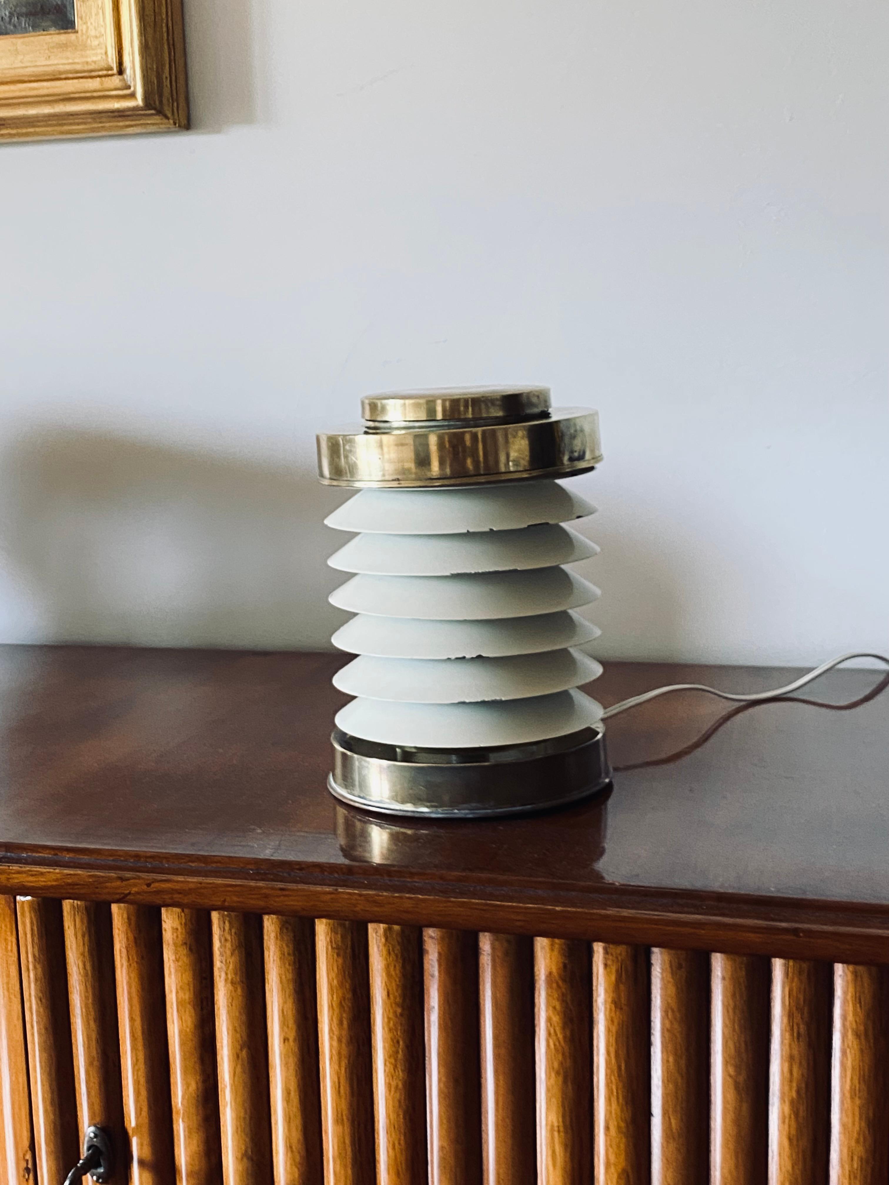 Modern brass cylindrical table lamp, France ca 1940 For Sale at 1stDibs