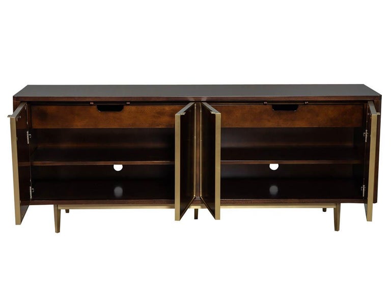 Modern Brass Detailed Sideboard Buffet Credenza at 1stDibs
