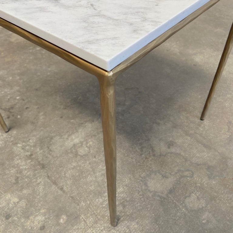 Modern Brass Finish Side Table with Marble Top For Sale at 1stDibs