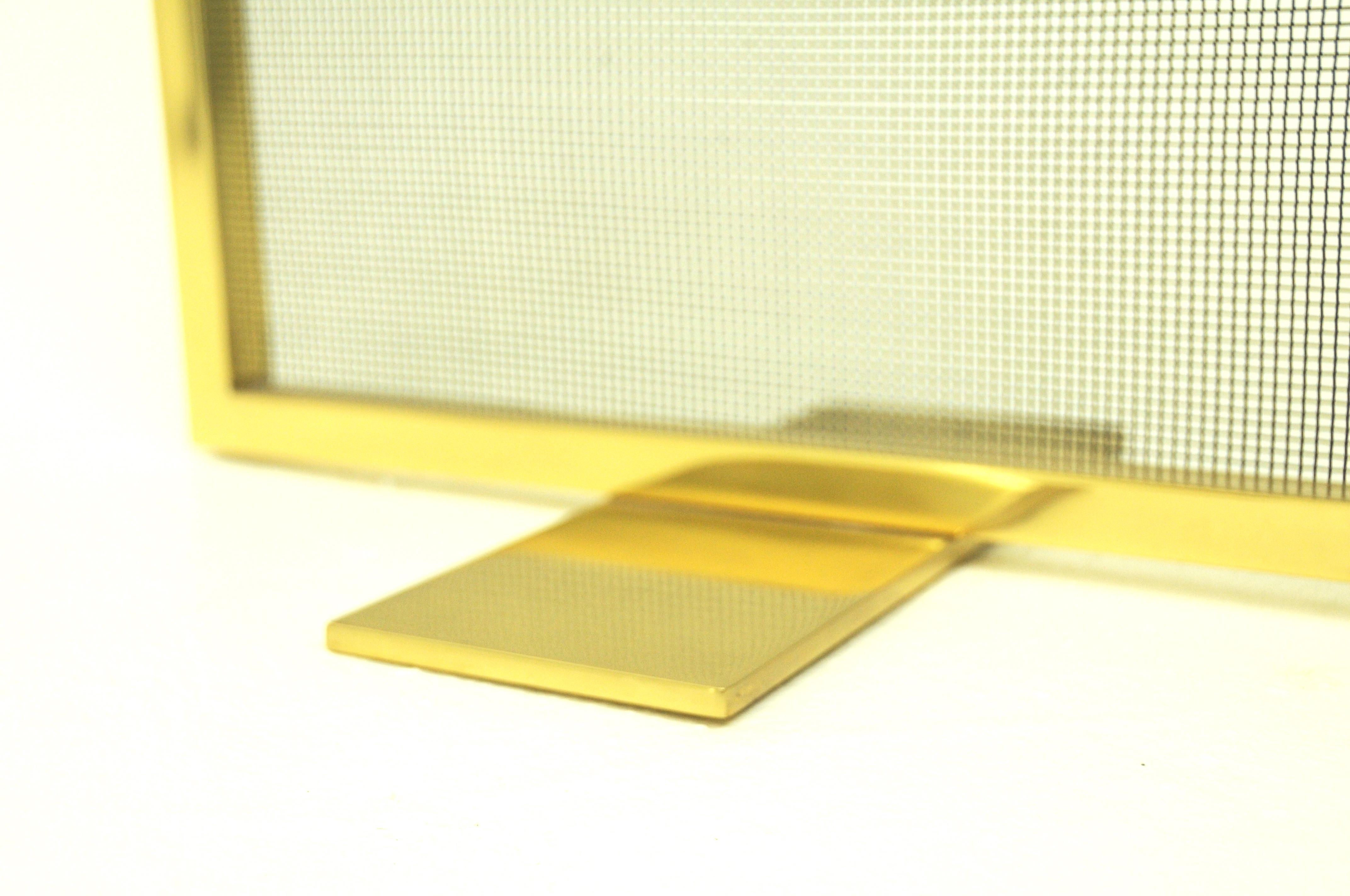 Modern Polished Brass Fireplace Screen For Sale at 1stDibs