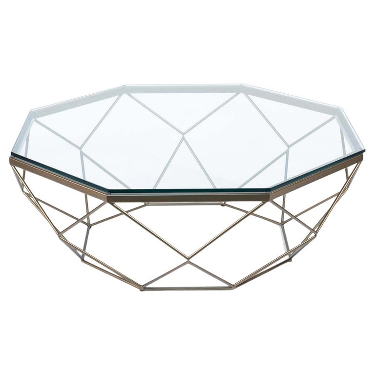 Modern Brass Octagonal Coffee Table For Sale at 1stDibs