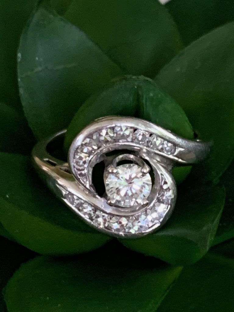Modern Brilliant Cut .35 Carat Diamond 18 Karat White Gold Ring For ...