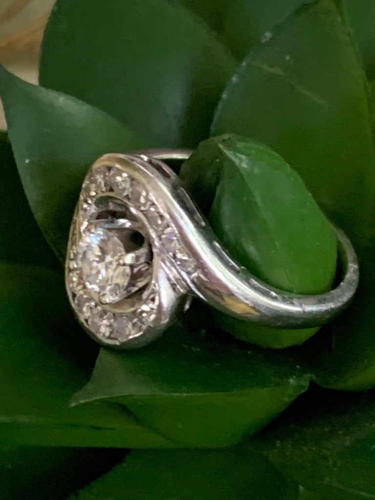 Modern Brilliant Cut .35 Carat Diamond 18 Karat White Gold Ring For ...