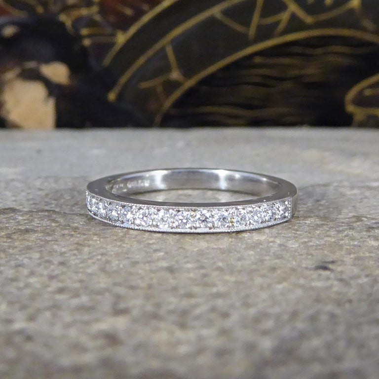 Modern Brilliant Cut Diamond Channel Set Half Eternity Ring in Platinum ...