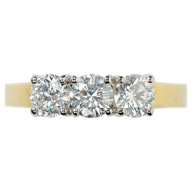Modern Brilliant Cut Diamond Three Stone Ring, 1.25 Carats, 2006 For ...