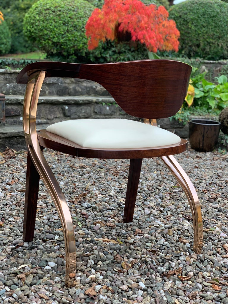 Modern British Dining Chair in White Leather, Parlare Series, Sebastian ...