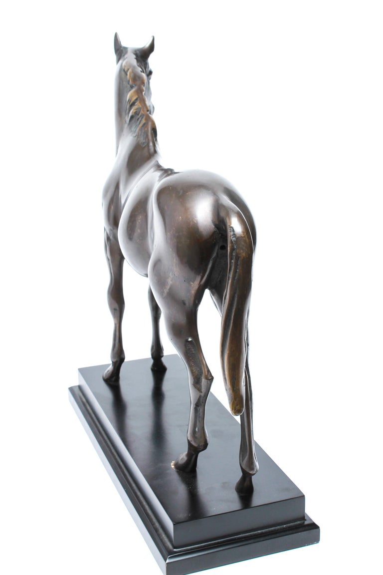 Modern Bronze Horse Sculpture on Plinth Base at 1stDibs