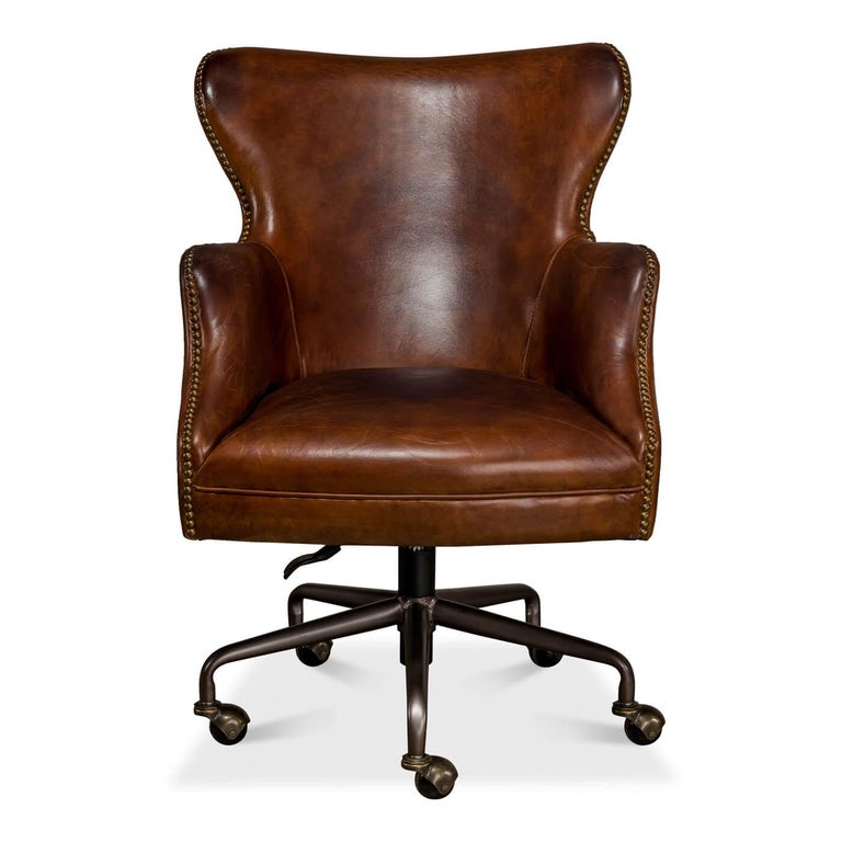 Modern Brown Leather Desk Chair For Sale at 1stDibs | modern leather ...