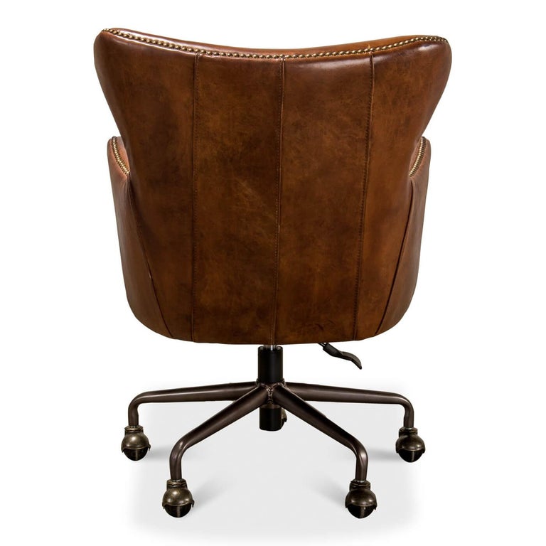 Modern Brown Leather Desk Chair For Sale at 1stDibs | modern leather ...