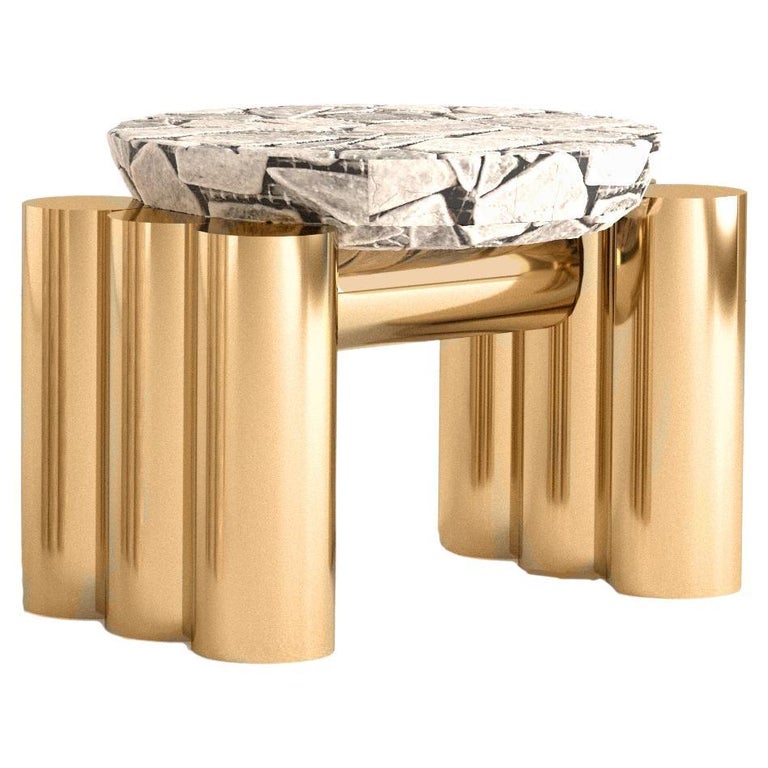 Modern Brutalist Cluster Rock Side Table Polished Brass by Alter Ego ...