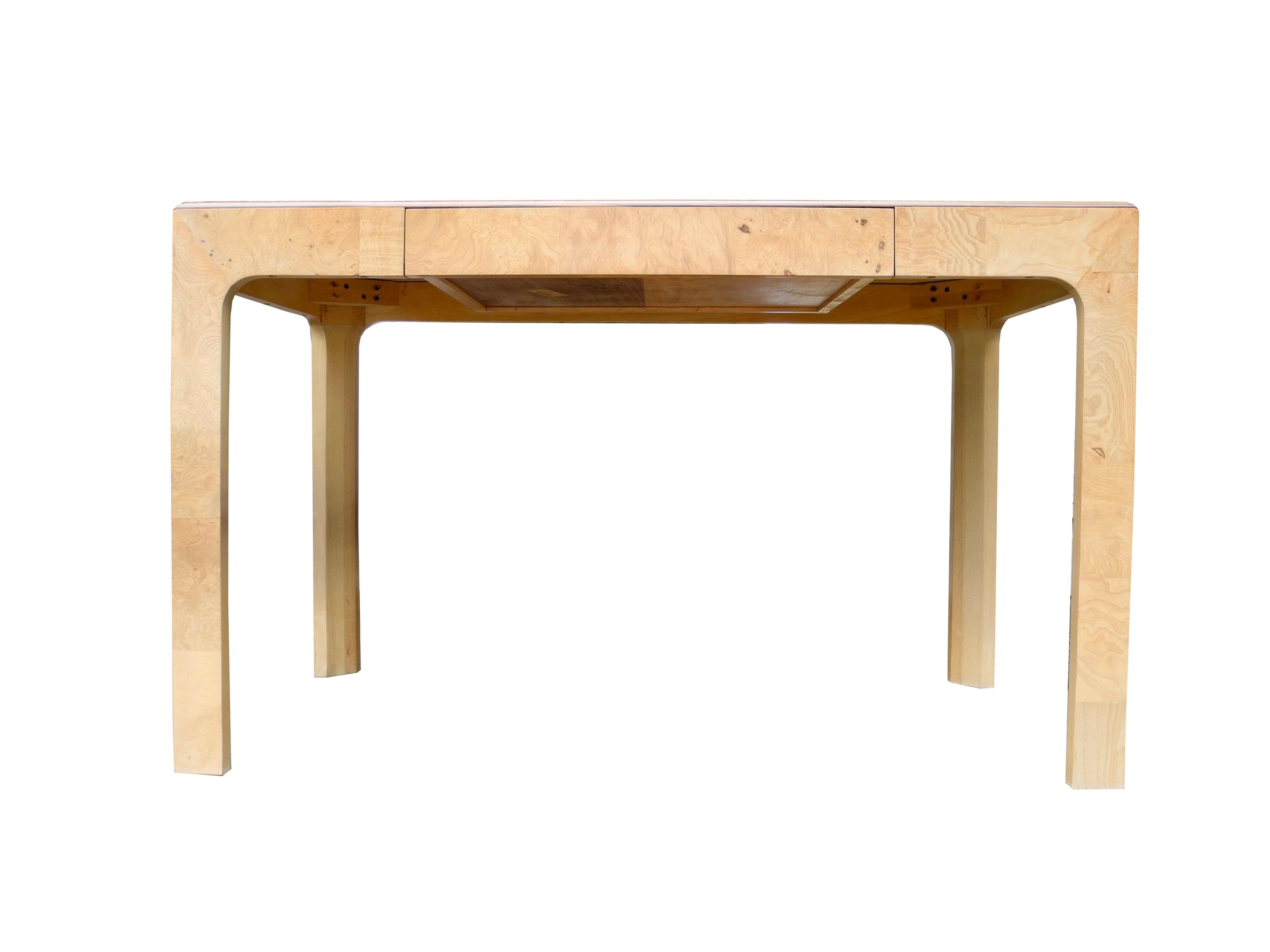 Modern Burled Birdseye Maple Light Wood Desk with Pencil Drawer by ...