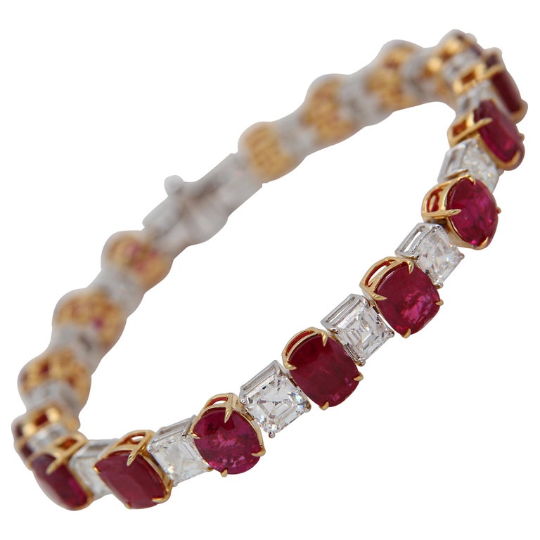 Modern Burmese No Heat 19.24 Carat Ruby Bracelet at 1stDibs
