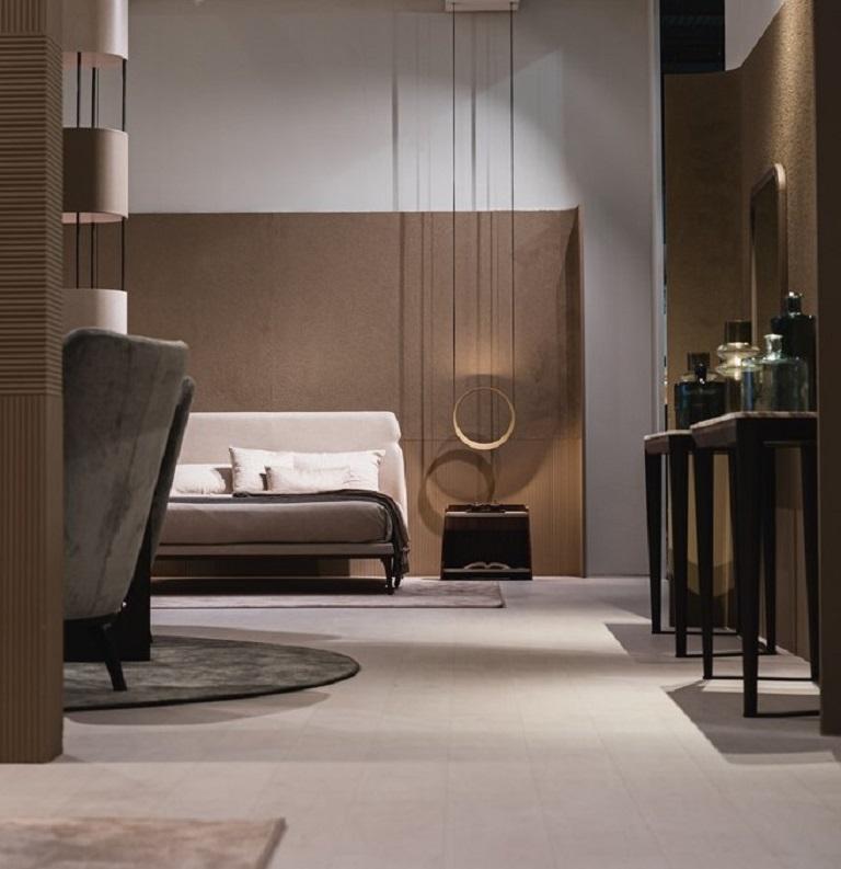 Modern by Giuseppe Carpanelli Shape Bedside table Noce Canaletto and leather For Sale at 1stDibs