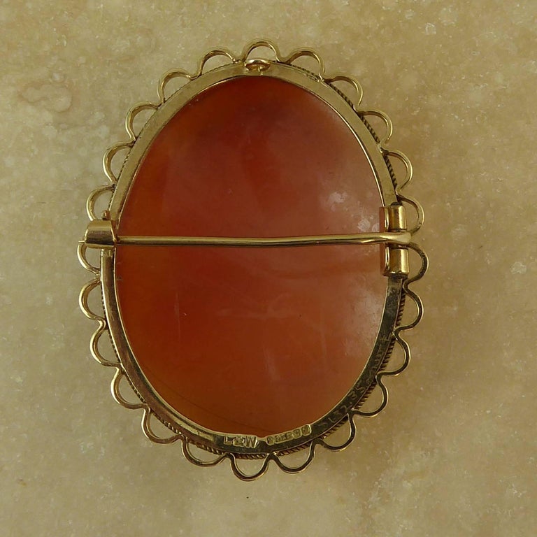 Modern Cameo Brooch, Carved with Reflection, Yellow Gold at 1stDibs ...