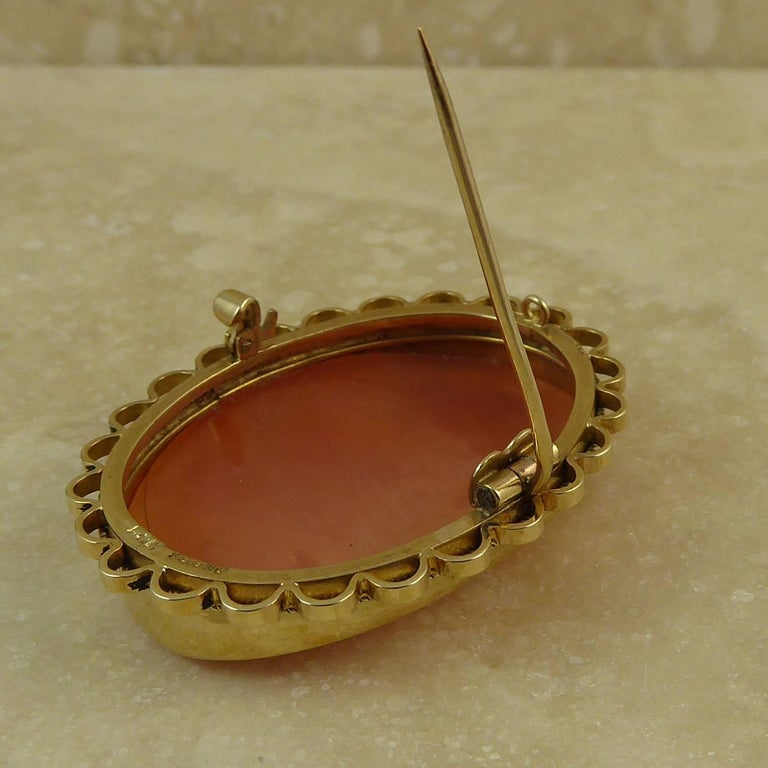 Modern Cameo Brooch, Carved with Reflection, Yellow Gold at 1stDibs ...
