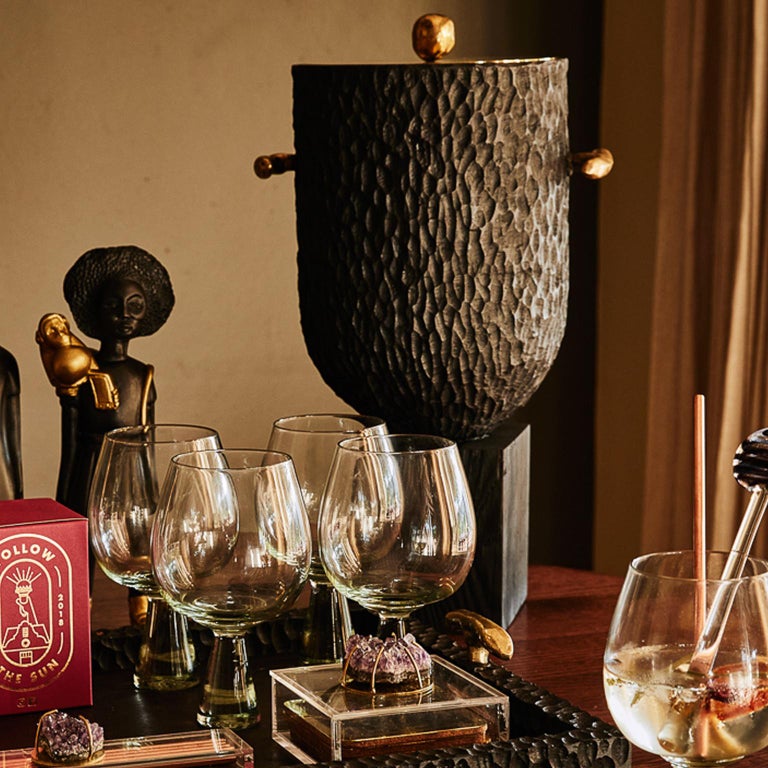 Modern Cast Brass, Chiseled Timber and Resin Dawa Ice Bucket For Sale ...