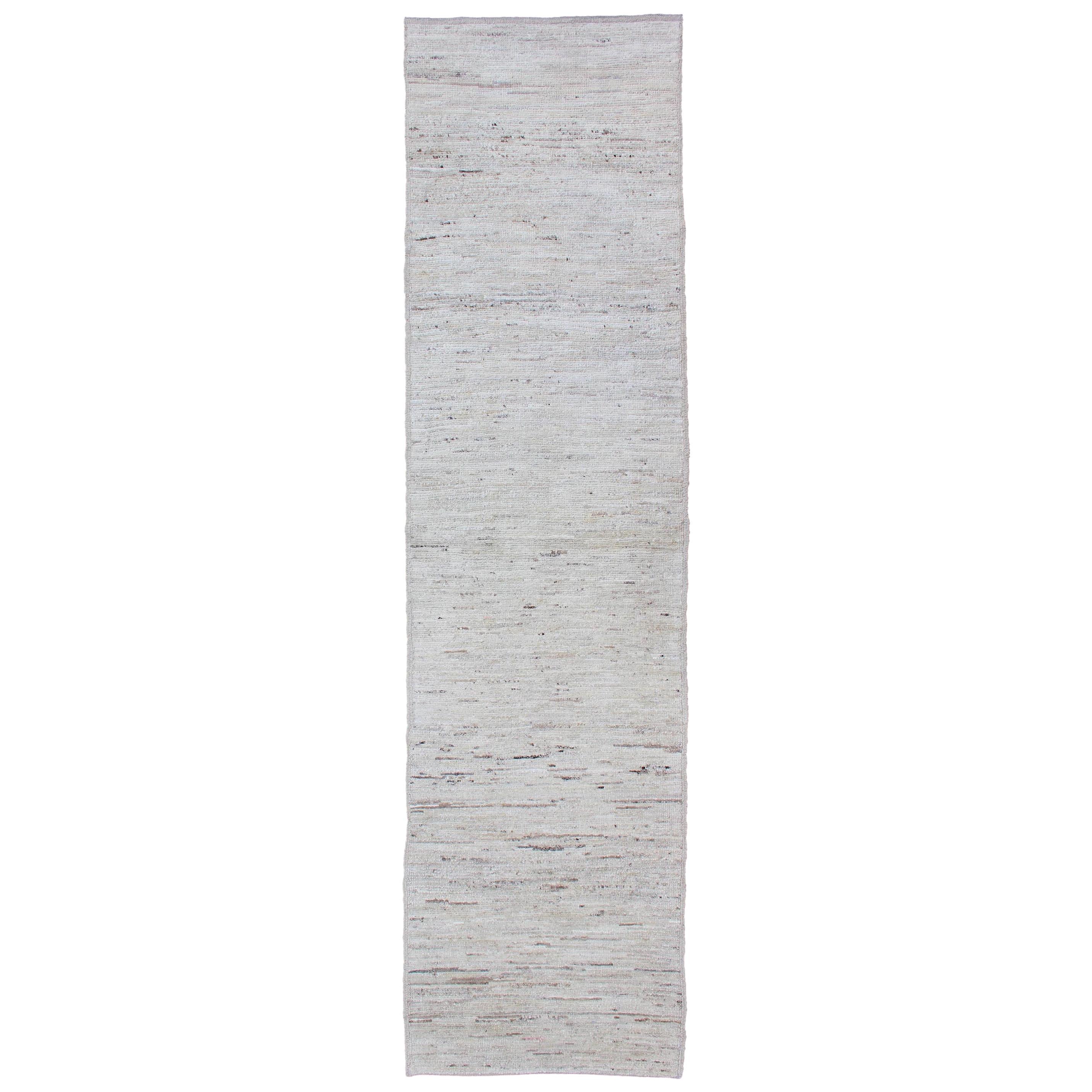 Modern Casual Hand Knotted Piled Runner in Color and Minimalist Modern ...