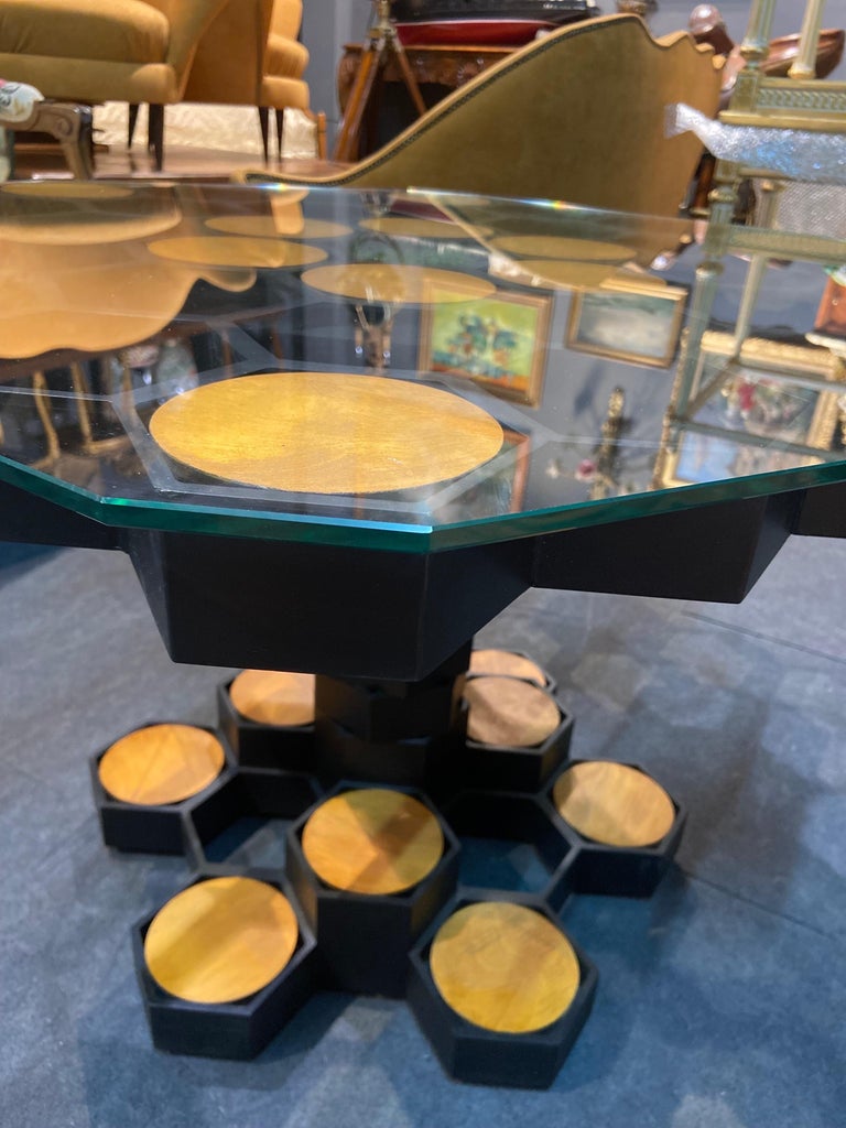 Modern Centre Handmade Table with Honeycomb Decoration For Sale at 1stDibs