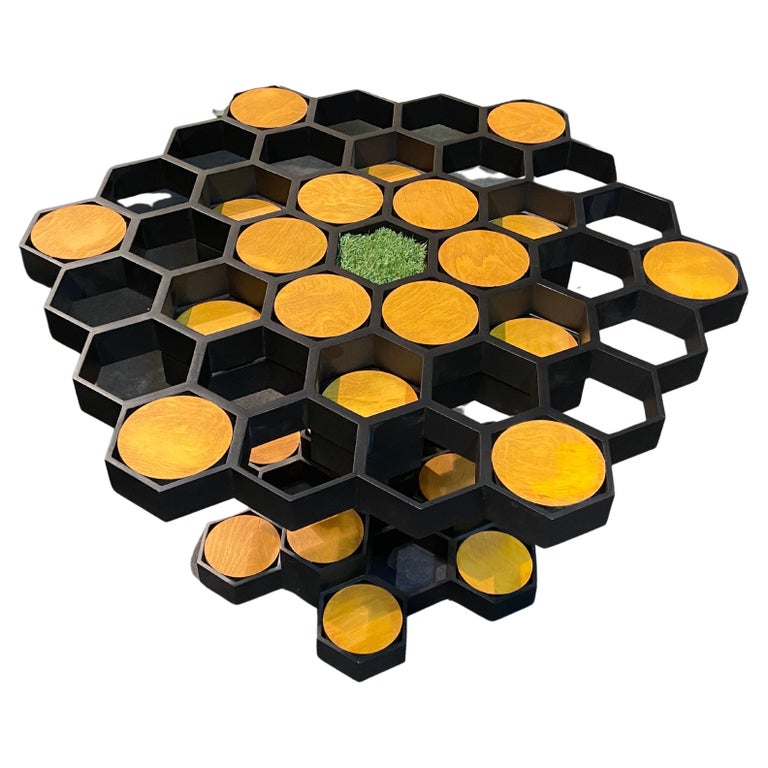 Modern Centre Handmade Table with Honeycomb Decoration For Sale at 1stDibs