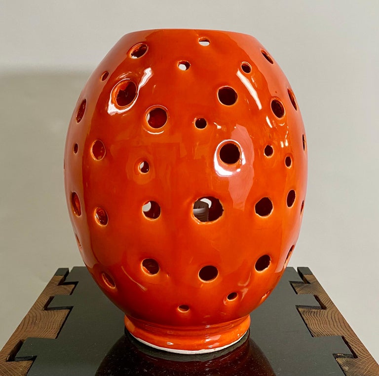 Modern Ceramic Orange Table Lamp For Sale at 1stDibs