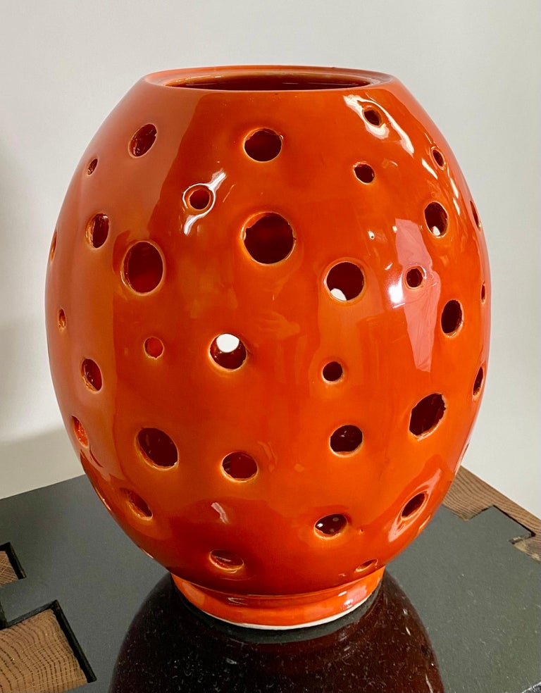Modern Ceramic Orange Table Lamp For Sale at 1stDibs
