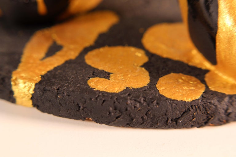 Modern Ceramic Sculpture Frenchie Gold Drip Homage to Godiva For Sale ...