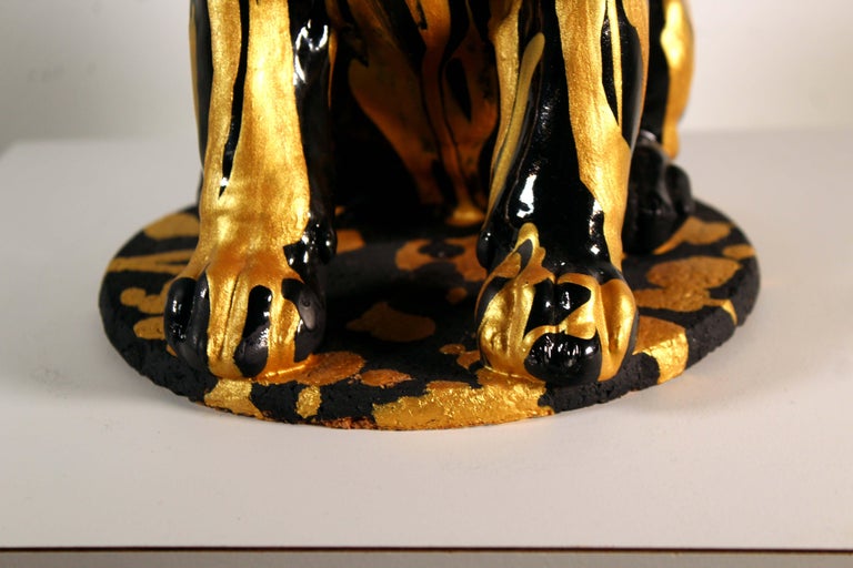 Modern Ceramic Sculpture Frenchie Gold Drip Homage to Godiva For Sale ...