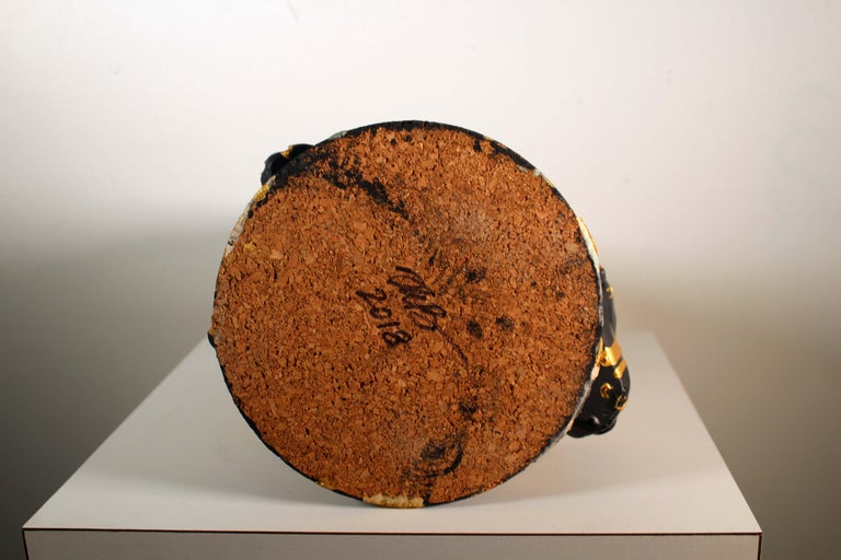 Modern Ceramic Sculpture Frenchie Gold Drip Homage to Godiva For Sale ...