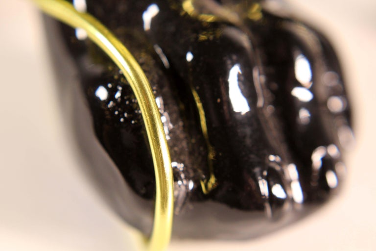 Modern Ceramic Sculpture Frenchie Neon with Wire Homage to Dan Flavin ...