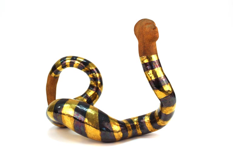 Modern Ceramic Snake Sculpture with Human Head at 1stDibs