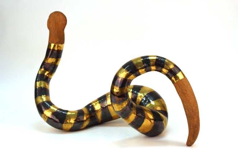 Modern Ceramic Snake Sculpture with Human Head at 1stDibs
