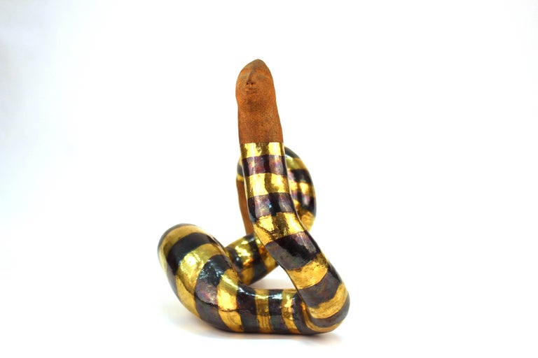 Modern Ceramic Snake Sculpture with Human Head at 1stDibs