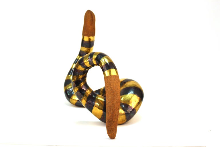 Modern Ceramic Snake Sculpture with Human Head at 1stDibs