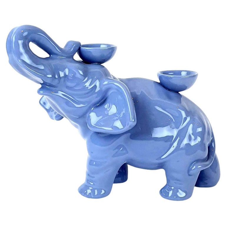 Modern Ceramica Gatti 1928 Ceramic Light Air Force Blue Elephant Candle ...