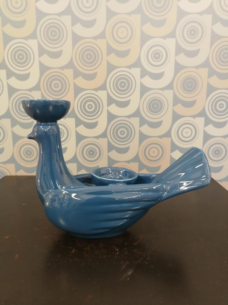 Modern Ceramica Gatti 1928 Ceramic Large Dark Blue Navy Dove Candle ...