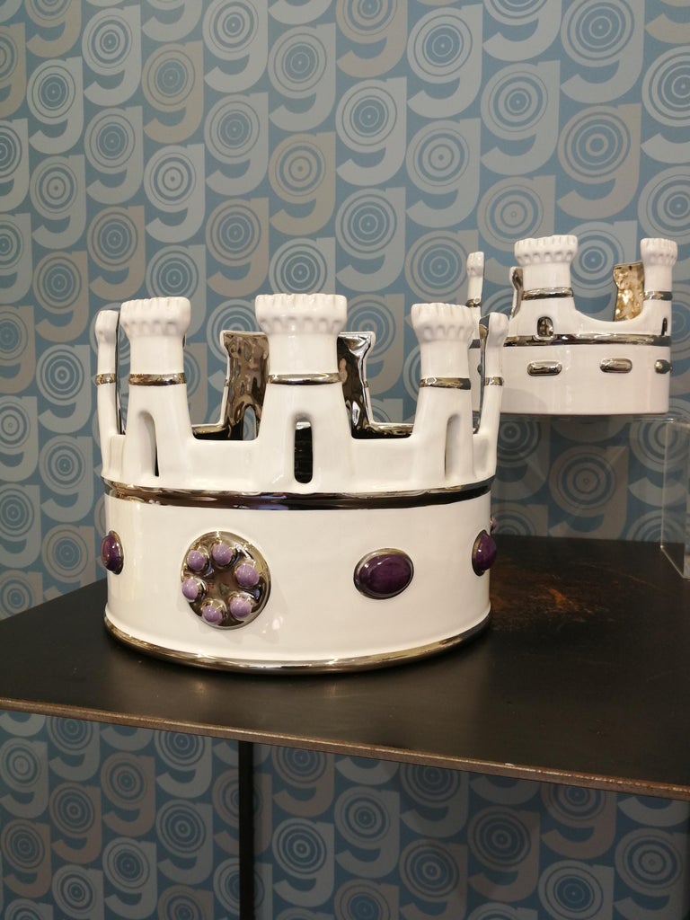 Modern Ceramica Gatti 1928 Crown Bowl Basket Handmade Ceramic White ...