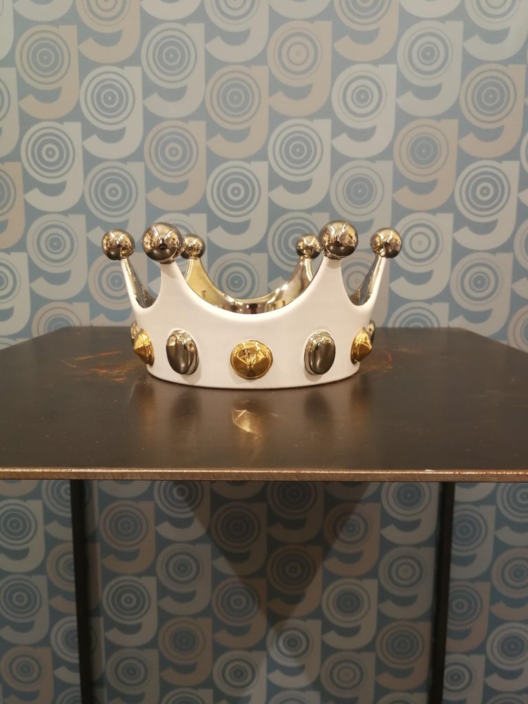 Modern Ceramica Gatti 1928 Crown Bowl Basket Handmade Ceramic White ...