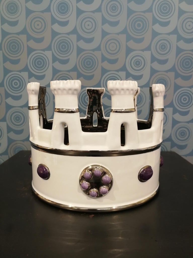 Modern Ceramica Gatti 1928 Crown Bowl Basket Handmade Ceramic White ...