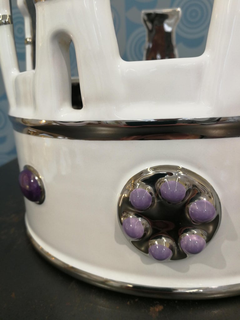 Modern Ceramica Gatti 1928 Crown Bowl Basket Handmade Ceramic White ...