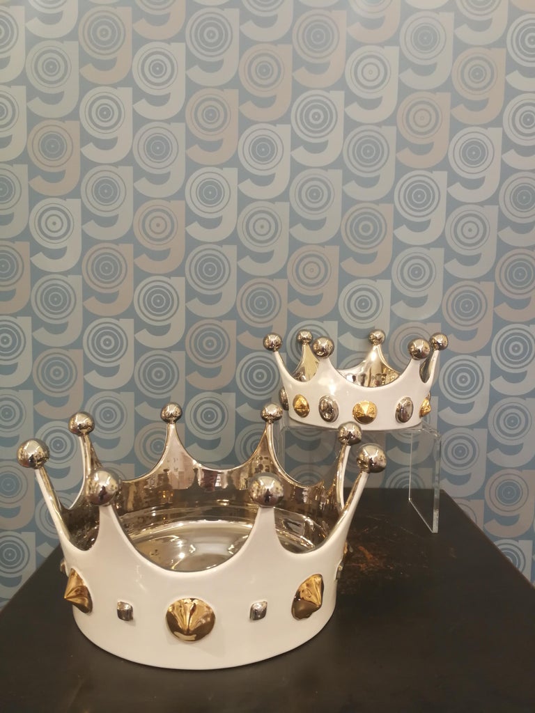 Modern Ceramica Gatti 1928 Crown Bowl Basket Handmade Ceramic White ...