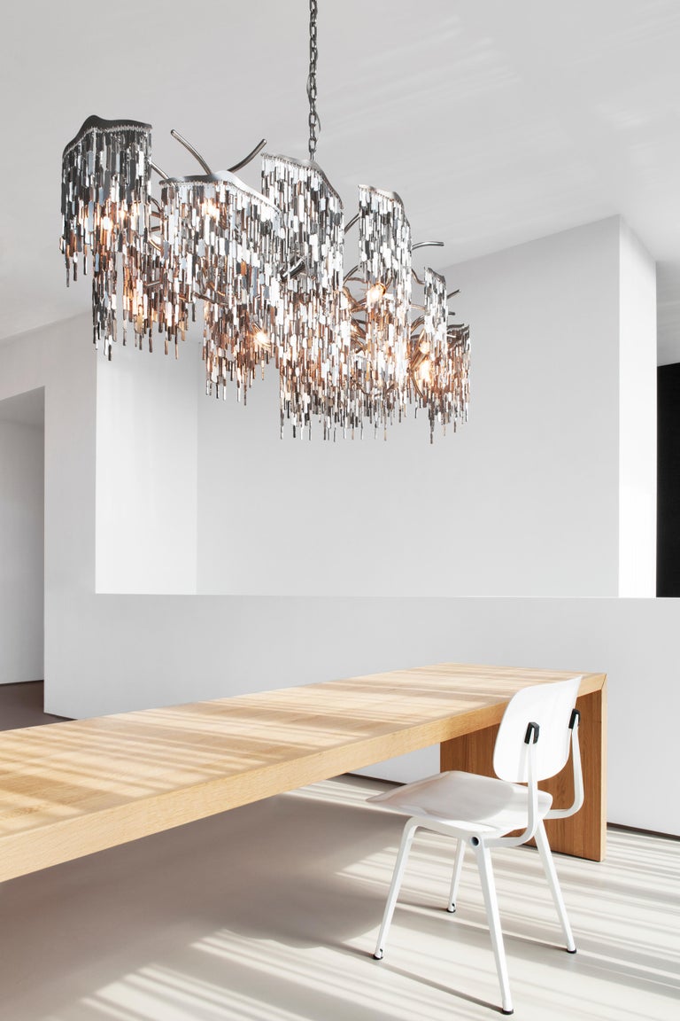 Modern Chandelier in an Oval Shape and in a Nickel Finish, Arthur ...